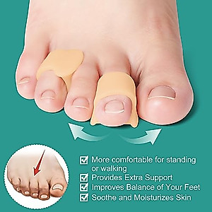 Welnove Gel Toe Separator - 8 Pack Pinky Toe Spacers - Little Toe Cushions, Small Toe Sleeves for Preventing Rubbing & Reducing Pressure (Beige)