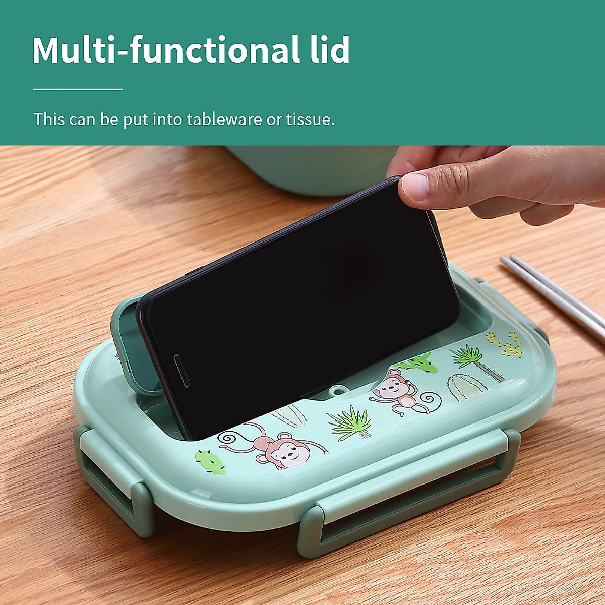 ArderLive 316 Stainless Steel Bento Lunch Box with Utennsil & Bag - 3 Compartment 25oz Compact Lunch Containers for Adults, BPA-Free, Dishwasher Freezer Safe, Food-Safe, Green