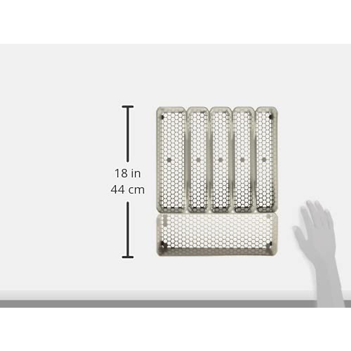 Spectrum Diversified Hexa Drawer Organizer Tray Modern Kitchen Cutlery, Utensil, Silverware Holder Caddy, 6 Dividers Cabinet Storage, 13 x 16, Stone Gray