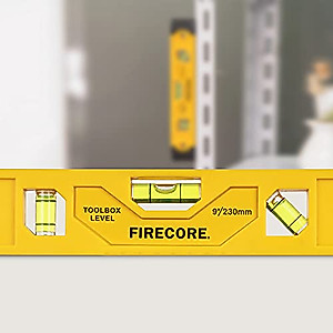 Firecore Magnetic Torpedo Level, 9-Inch Shockproof Toolbox Level with 3 Bubble Spirit Level 45 90 180 Degree