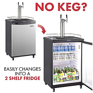 Kegco Keg Dispenser, Two Faucet, Stainless Steel
