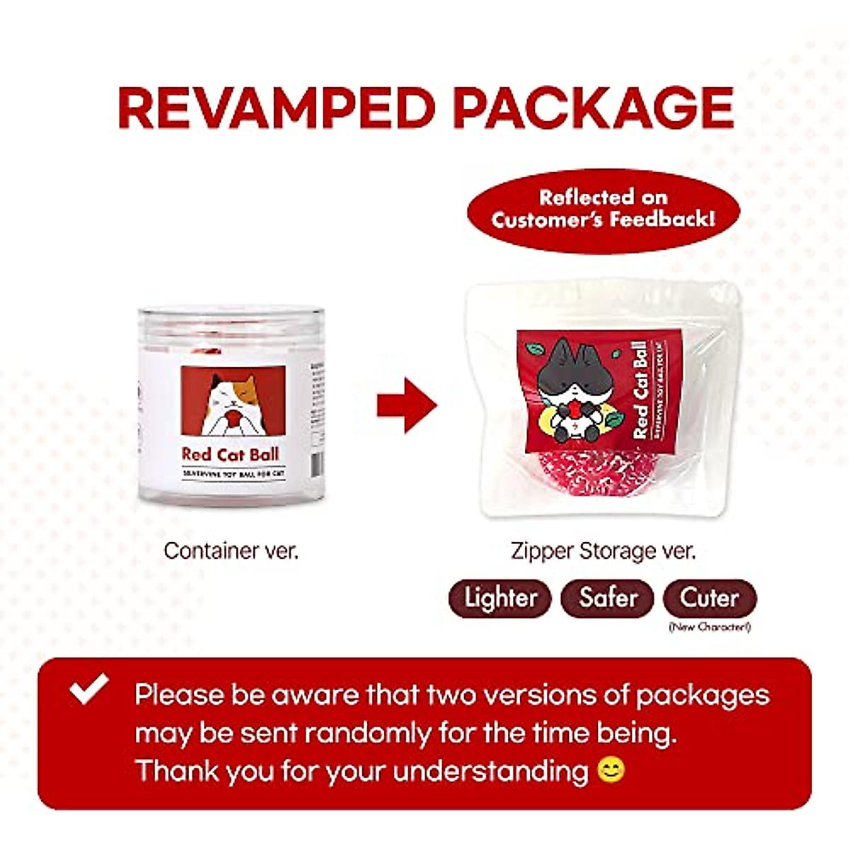 JAYU PET Red Cat Ball - Catnip Inside Cat Toy, Handmade Silvervine Ball Toys for Indoor Cats, Interactive Matatabi Cat Ball Toy, Cat Kitten Toys, Cat Balls (2.7 inch)