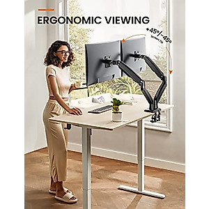 Ergear Dual Monitor Stand Mount, Ultrawide 13-35 Inch Height Adjustable Computer Screen Gas Spring Monitor Arm Desk Mount Full Motion, Each Arm Holds up to 26.4lbs