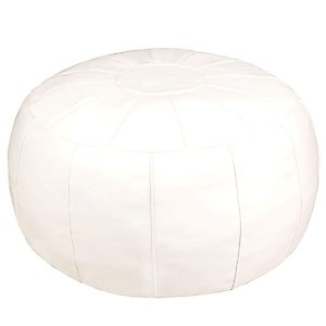 zefen Unstuffed Pouf Foot Stool Round Decorative Leather Ottoman Cushion Storage seat or for Resting Your Feet on, Floor Chair Foot Living Room Bedroom Kids Room and Wedding (White)