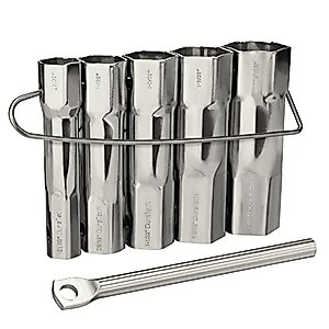 DURATECH Shower Valve Socket Wrench Set with Bar Handle for Removing Tub & Shower Valve，5-Piece, includes 21/32”x 27/32”, 29/32”x 31/32”, 1-1/32” x1-3/32”, 1-5/32”x1-9/32”, 1-11/32”x 1-7/16”