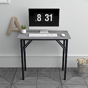 Need Small Computer Desk 31.5 inches Folding Table No Assembly Sturdy Small Writing Desk Folding Desk for Small Spaces, Grey AC5-8040-LB