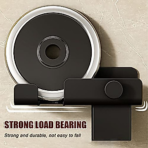 YSTDHL Hair Dryer Holder Wall Mounted, Stainless Steel Self Adhesive Blow Dryer Holder Rack, Space Saving Storage Stand, Compatible with Multiple Sizes of Hair Dryers (Black)