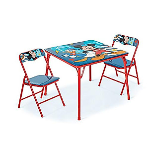 Mickey Mouse Activity Table Sets – Folding Childrens Table & Chair Set – Includes 2 Kid Chairs with Non Skid Rubber Feet & Padded Seats – Sturdy Metal Construction