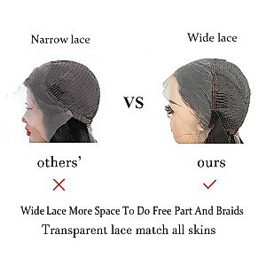 SENSAIRUITE Body Wave Lace Front Wigs Human Hair Wide Lace 180 Density Human Hair Wigs 13x4 Human Hair Lace Front Wigs Pre Plucked With Baby Hair 20 Inches Natural Color