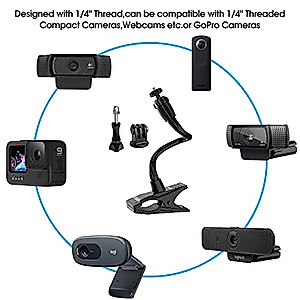 Smatree Webcam Stand, Flexible Jaws Clamp Clip Mount Holder Compatible for Logitech Webcam C925e C922x C922 C930e C930 C920 C615, GoPro Hero 11/10/9/8/7/6/5, Arlo Ultra/Pro/Pro 2/Pro 3