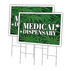 Medical Dispensary 2 Pack of 24" x 36" Yard Sign & Stake | Advertise Your Business | Stake Included Image On Front Only | Made in The USA