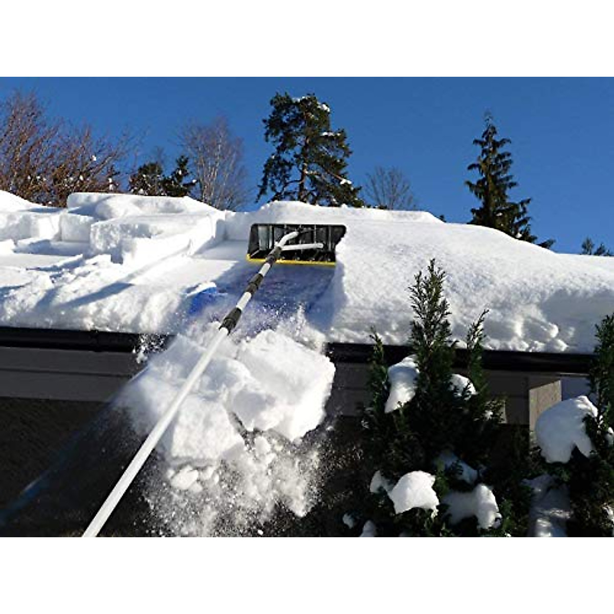 HAPPYGRILL 21 Feet Adjustable Roof Snow Rake with Large Blade Telescoping Scratch-Free Roof Snow Removal Tool