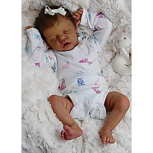 iCradle Black Realistic Reborn Baby Dolls Girls 18 Inch African American Lifelike Sleeping Newborn Baby Doll Gift Set