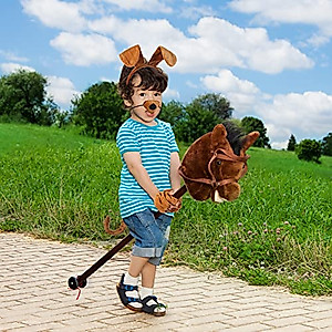 5 Pieces Puppy Dog Costume Set Included Dog Ears Headband Bowtie Fake Nose Tail Puppy Paw Gloves Animal Costume Accessories for Halloween Cosplay Party (Light Brown) Medium