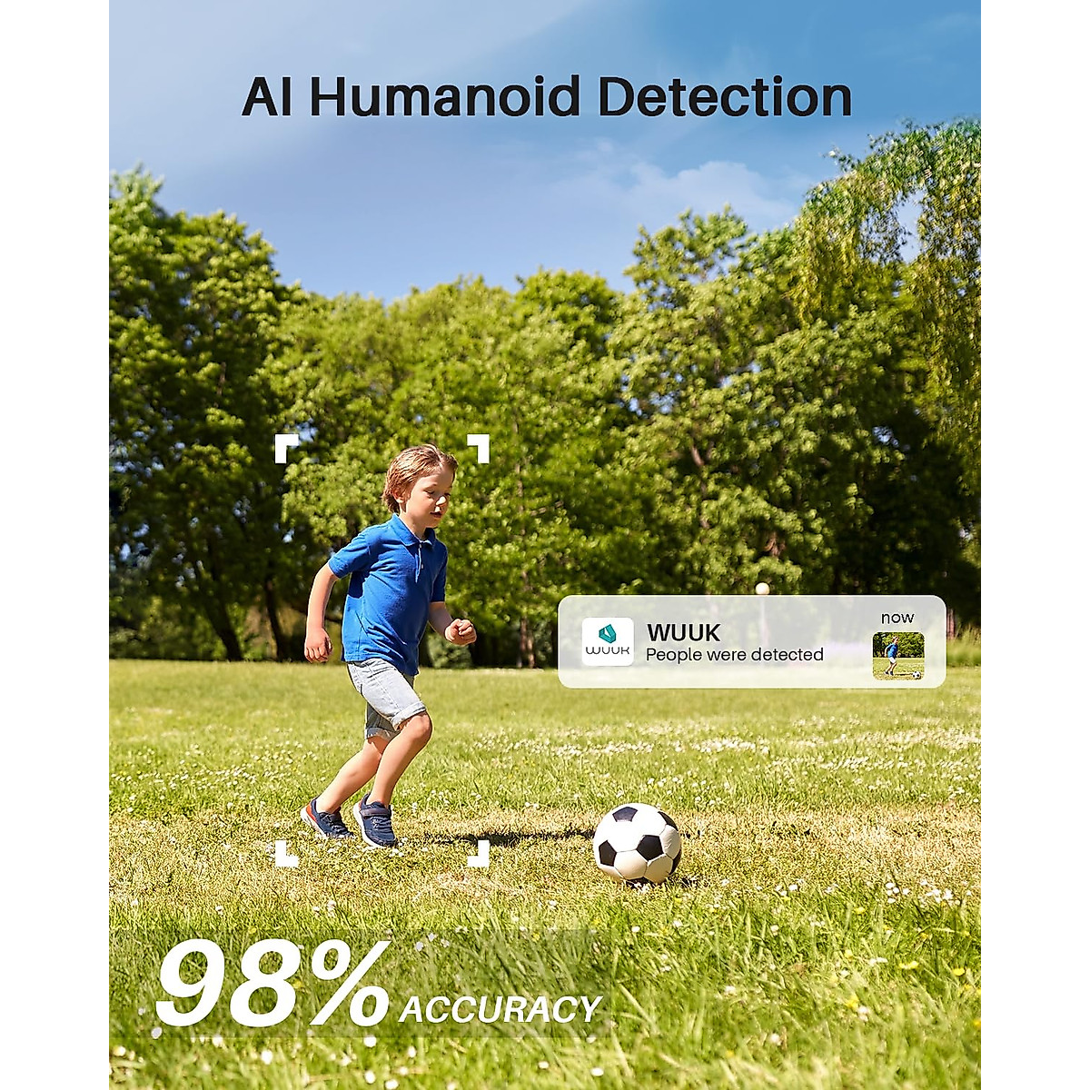 WUUK 2K Security Cameras Wireless Outdoor System, 2-Cams Kit, Homebase Support Up to 8 Cams, Home Cam with 240 Days Battery Life, AI Humanoid Alert, Compatible with Alexa/Google, IFTTT, No Monthly Fee