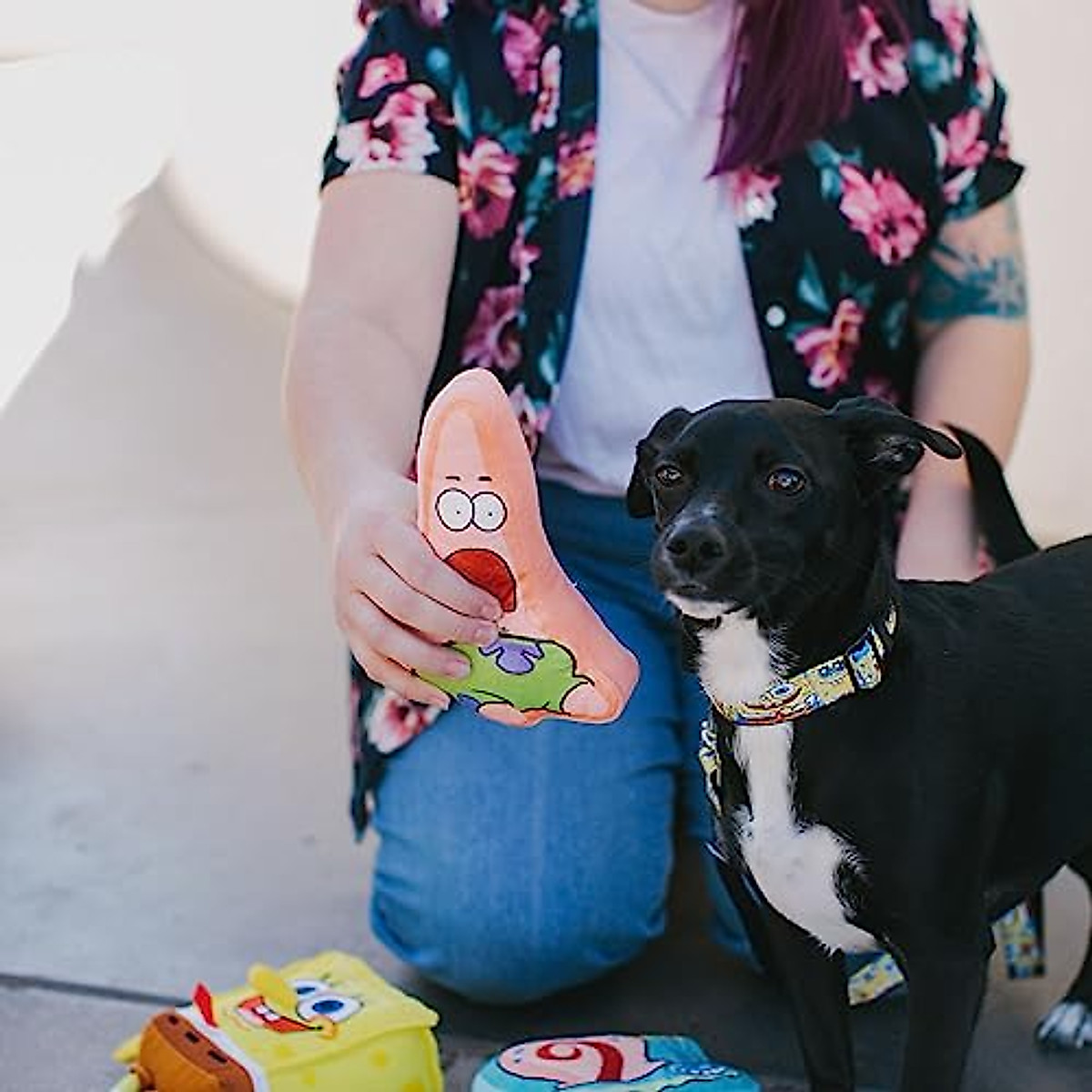 Buckle-Down Dog Toy, Nickelodeon, Plush Squeaker Spongebob Squarepants Surprised Patrick Starfish, 8" x 6" (DTPT-SQBL)