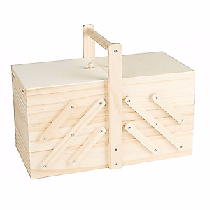 Mind Reader Sewing Box Organizer, Needles, Thread, Scissors, Wood, Brown