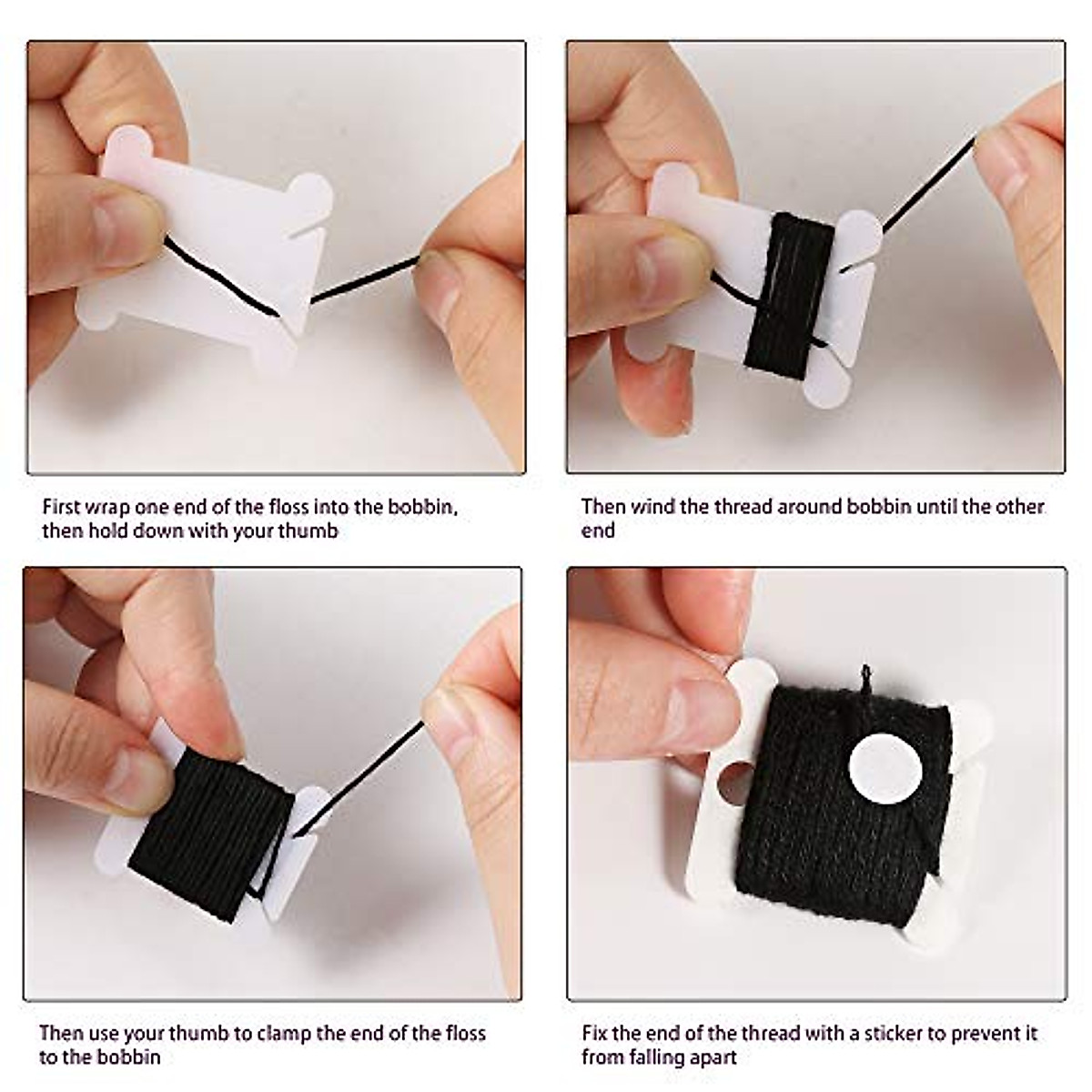 Caydo 36 Grids Plastic Embroidery Floss Cross Stitch Organizer Box with 124 Hard Plastic Floss Bobbins, 552 Floss Number Stickers and 165Blank Stickers(Full Set)
