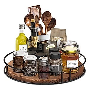 Lazy Susan Organizer, Othran Wood Lazy Susan for Table 13-inch Kitchen Organizer Lazy Susan Organizer for Cabinet Spice Fridge Pantry Countertop, 360 Degree Turntable