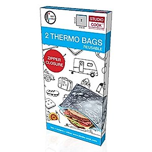 Studio Cook Insulated Bag- Reusable Thermos Bag for Snack and Sandwich, Reusable Hot and Cold Bags with Ziplock Closure, Thermal Lunch Bags for Kids, Insulated Silicone Food Container for Men