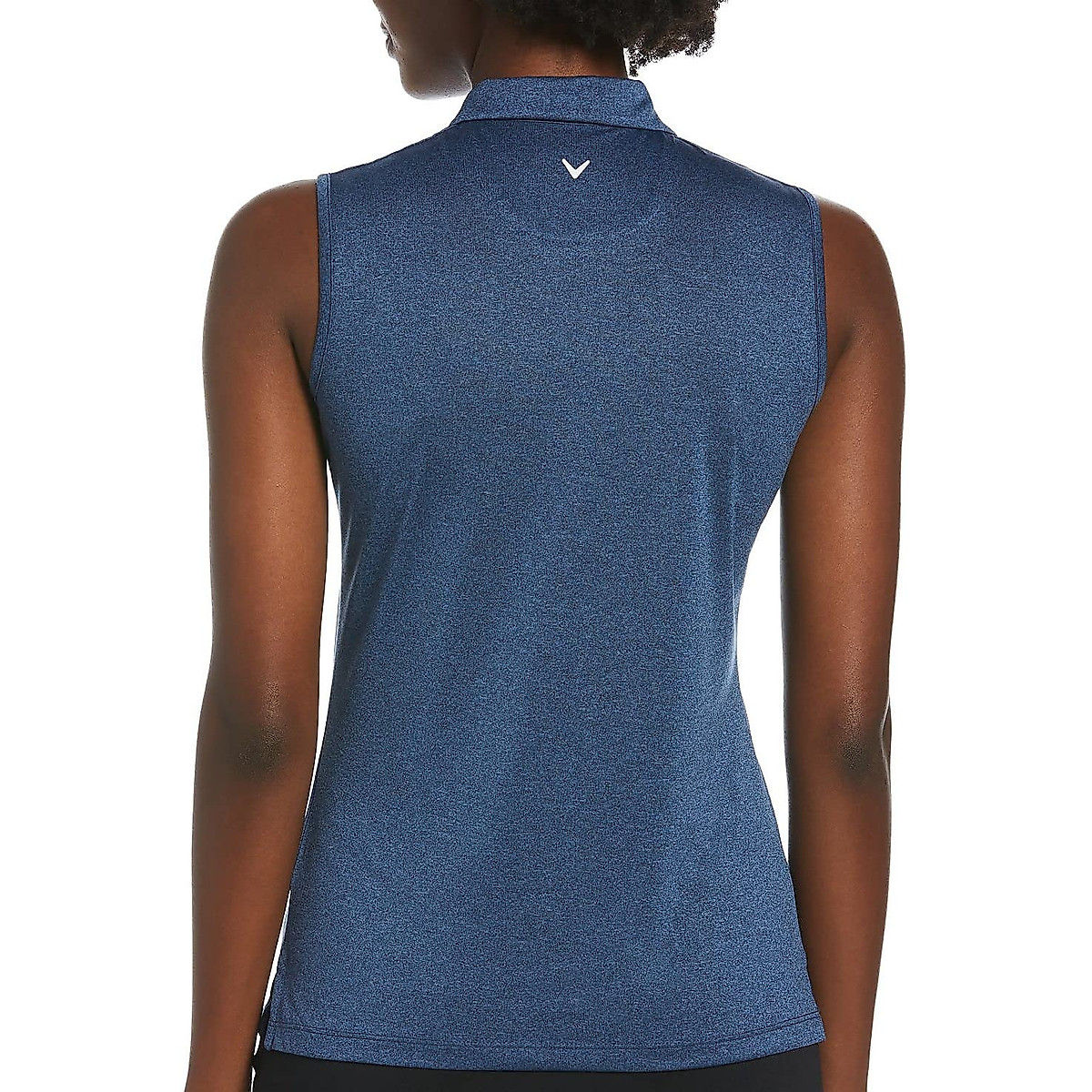 Callaway Women's Quarter Zip Heather Sleeveless Golf Polo Shirt, with Moisture-Wicking Fabric and Sun Protection, True Navy Htr, X-Large