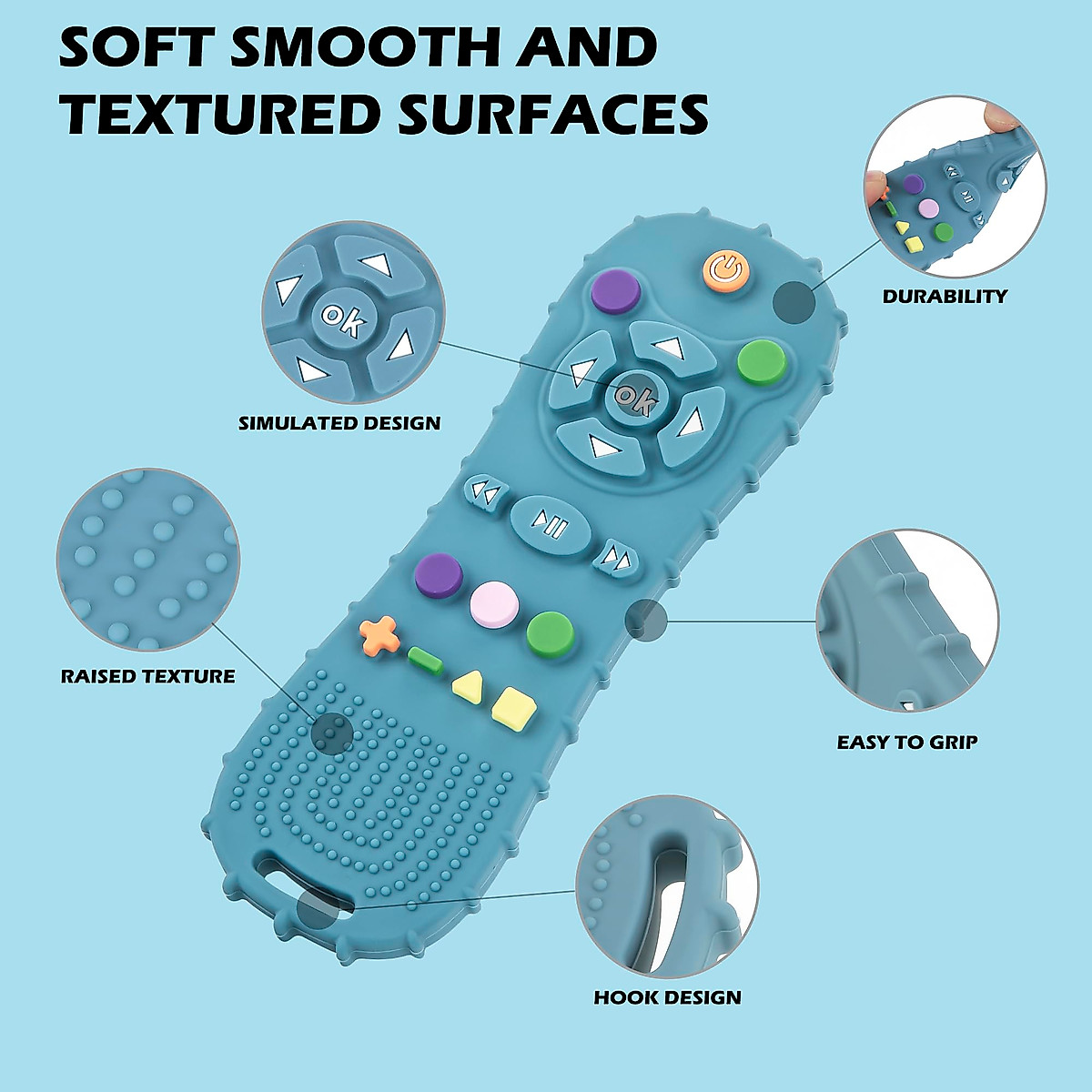 Small Dog Chew Toys for Puppy Teething,Crate Training Aids for Puppies, Multifunctional Gum Massage & Anxiety Reduction, Safe & Funny Interactive Dog Toy for Small Medium Breed (Blue and Black)