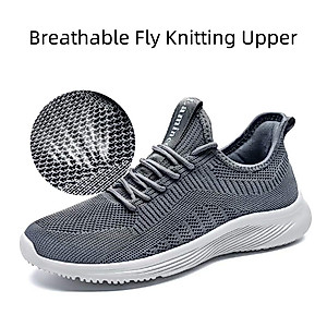 Lamincoa Men's Tennis Shoes Slip On Lightweight Athletic Fashion Casual Sneakers for Walking Running Gym Fitness Gray US 9.5