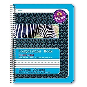 Pacon Primary Composition Spiral Book 1/2-in. Ruled, 100 Sheets, Blue (2429)