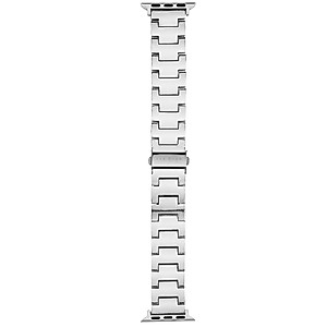 Rae Dunn Apple Watch Set of 3 Straps Fits 38mm 40mm Mesh, Silicone, Link Bracelet (38mm/40mm, Silver, Pink, Silver)