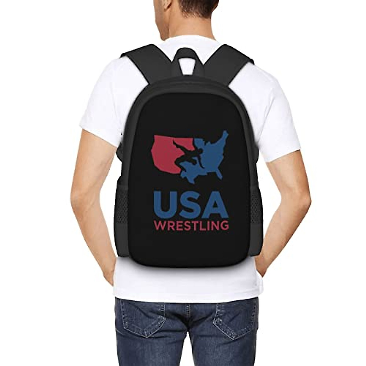 Usa Wrestling Big Capacity Travel Hiking Backpack For Girls Boys, Travel Laptop Backpack