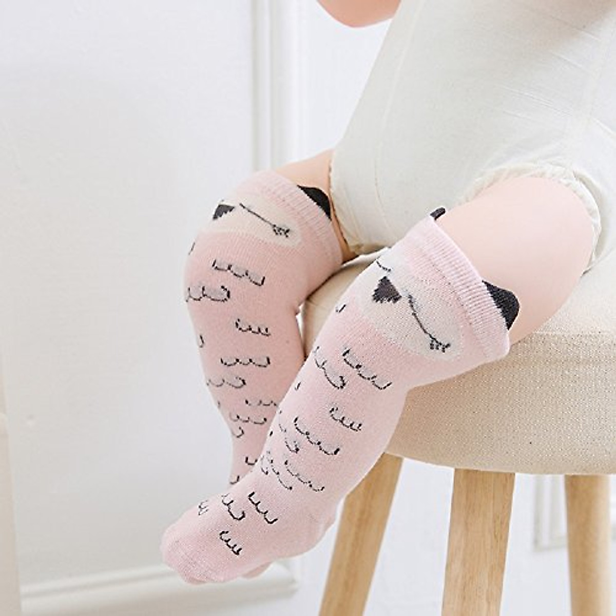 Baby Toddler Knee High Non Skid Socks with Grips for Girls and Boys 8 Pairs (6-24 Months)