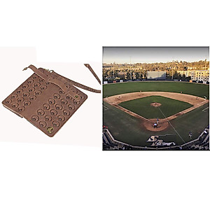 Baseballfan Super Quality New Vintage Cowhide Baseball Glove Leather Wallet with Centre Filed Pattern Wristlet Bag RFID Blocking Wallet in Gift Box for Lady's Gift