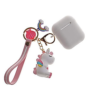 Unicorn Aiprod 1 2 Case with Keychain/Fur Ball/Strap (White)