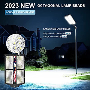 OKPRO S-576T 1100W Solar Street Lights Outdoor Waterproof, 6500K 110000LM Outdoor LED Street Light Dusk to Dawn, LED Wide Angle Lamp with Motion Sensor and Remote Control, for Parking Lot, Yard, etc.