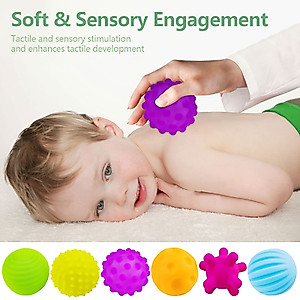 ROHSCE 10 Pack Sensory Balls for Babies Kids, 6 to 12 Months Baby Toy Ball Toddlers and Infant Small Massage Soft Textured Multi Ball Set…