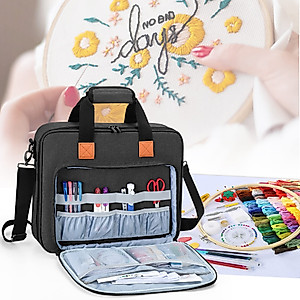 LUXJA Embroidery Project Bag, Embroidery Kits Storage Bag (Bag Only), Black