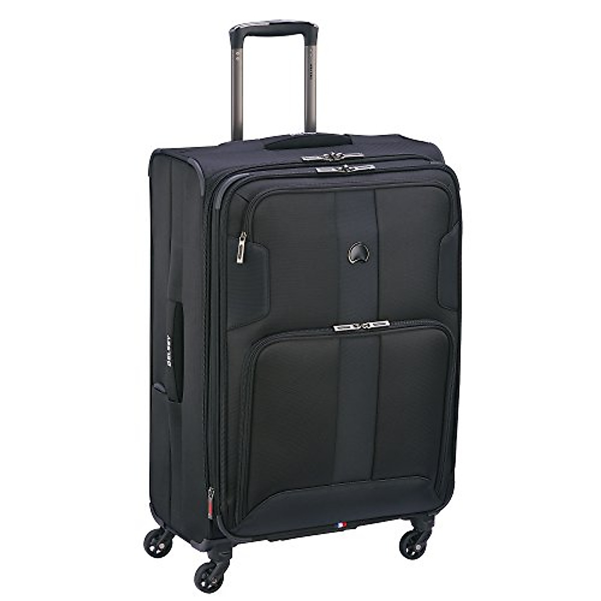 DELSEY Paris Sky Max Softside Expandable Luggage with Spinner Wheels, Black, Checked-Medium 25 Inch
