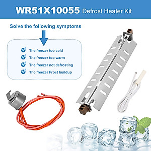 Aekops WR51X10055 Defrost Heater Kit Compatible with GE Hotpoint Refrigerator, Replaces WR51X10030 AP3183311, Incloud WR55X10025 Refrigerator Temperature Sensor and WR50X10068 Defrost Thermostat
