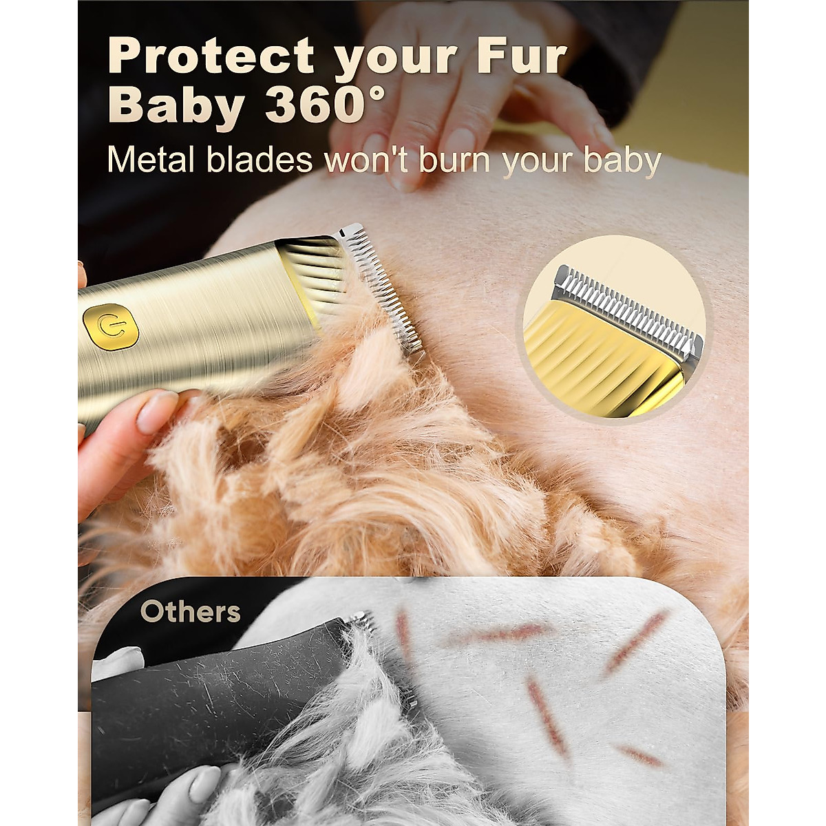 oneisall Dog Clippers for Grooming for Heavy Thick Coat, 2 Speed Low Noise Dog Grooming Kit Rechargeable Cordless Dog Trimmers with Metal Blade for Dogs,Pets