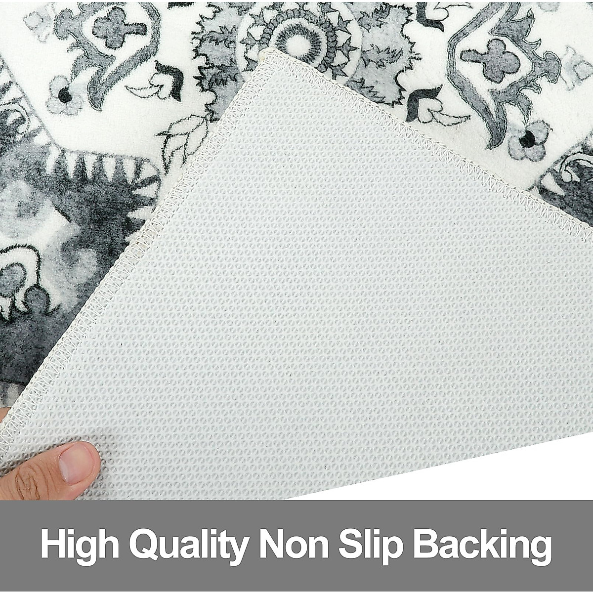 Seavish Boho Bathroom Rugs Non Slip 24"x36" Grey Throw Rugs with Rubber Backing Washable Bath Rugs for Bathroom Traditional Soft and Absorbent Bath Mat Low-Pile Floor Carpet for Laundry Bedside