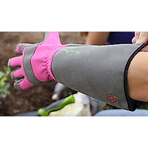 G & F Products 2430M Florist Pro Long Sleeve Rose gardening Gloves, Thorn Resistant Garden Gloves, Rose Pruning Gloves - Women fits all , Pink