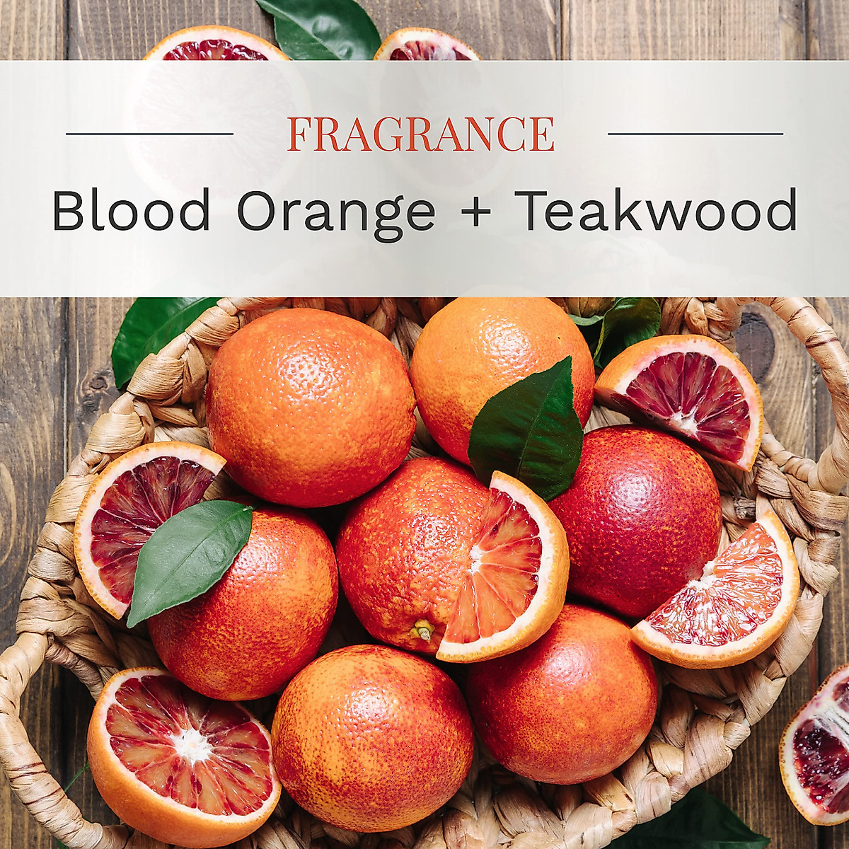 Essential Elements by Candle-lite Scented Candles Blood Orange & Teakwood Fragrance, One 9 oz. Single-Wick Aromatherapy Candle with 50 Hours of Burn Time, Off-White Color