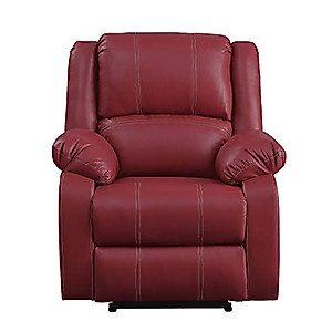 Acme Furniture PU Upholstered Power Recliner with USB Port, Red