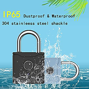 Fingerprint Padlock, Bluetooth Lock, Mobile APP, Smart Padlock, Water Resistant, USB Rechargeable,Suitable for Gym,Outdoor,Warehouse, Sports,Suitcase, Bike, School, Fence and Storage