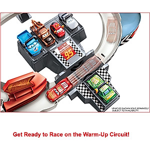 Disney Car Toys Rust-Eze Double Circuit Speedway Playset Test Track Set For Drift, Race and Crash Competitions, With Lightning McQueen Vehicle, Kids Birthday Gift For Ages 4 Years and Older