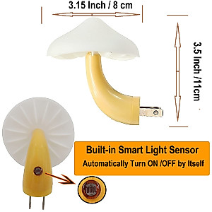 AUSAYE 2Pack LED Night Light Plug in Lamp 7-Color Changing Cute Mushroom Light Sensor Night Lights for Adults Kids NightLight