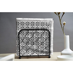 GoCraft Chicken Wire Napkin Holder | Rustic Farmhouse Napkin holder for Kitchen (Black Finish)