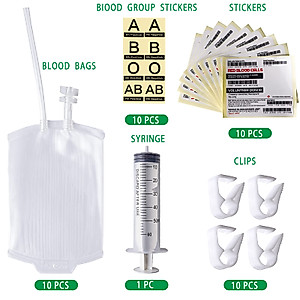 meowtastic Blood Bags for Drinks for Halloween Party Decorations, Reusable Halloween Blood Bag Drink Pouches with Syringe, IV Bags for Drinks, Vampire Nurse Graduation Decoration Supplies, Pack of 10