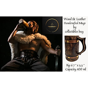 collectiblesBuy Medieval Inspired Antique Wooden Beer Mug Wood Tankard Coffee Stein Groomsmen Gift Idea Eco- Friendly Custum Wooden Cup