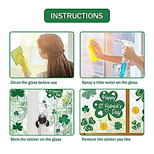 St Patricks Day Decorations Stickers, St. Patrick's Day Window Clings Decor, 128 PCS Reusable Electrostatic Saint Patricks Day Shamrock Stickers